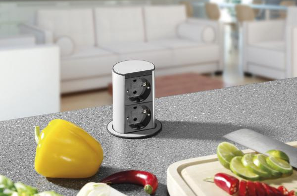 Priza BACHMANN elevator cu 2 schuko (incastrabil in mobilier) - Feromob