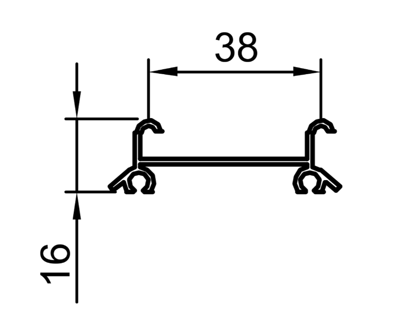 Șină inferioară Multiomega, aluminiu,2m - Feromob